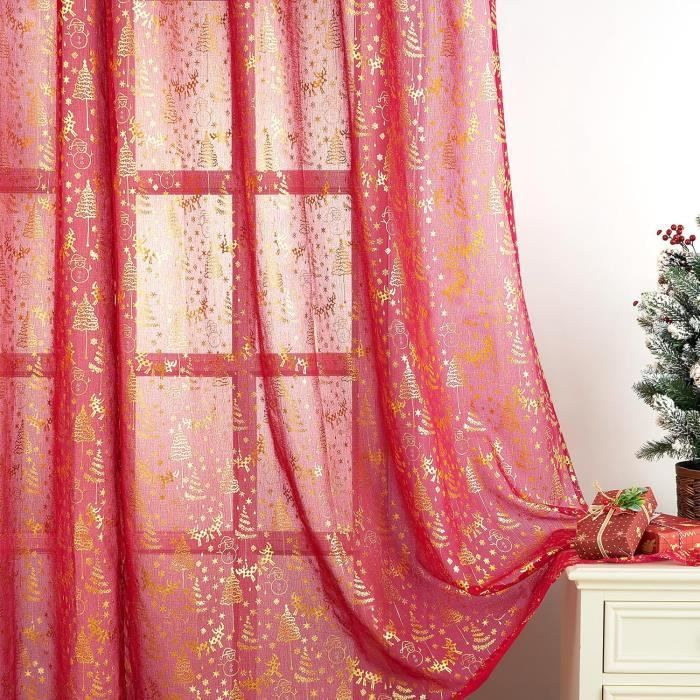 Rideau Court De Noël Rouge Rideau Voilage Pour Salon Rideau,Design ...