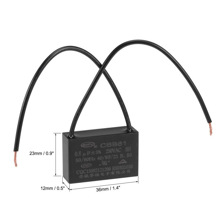 Condensateur SOURCING MAP Plafond Ventilateur CBB61 0.8uF 250V AC 2 ...