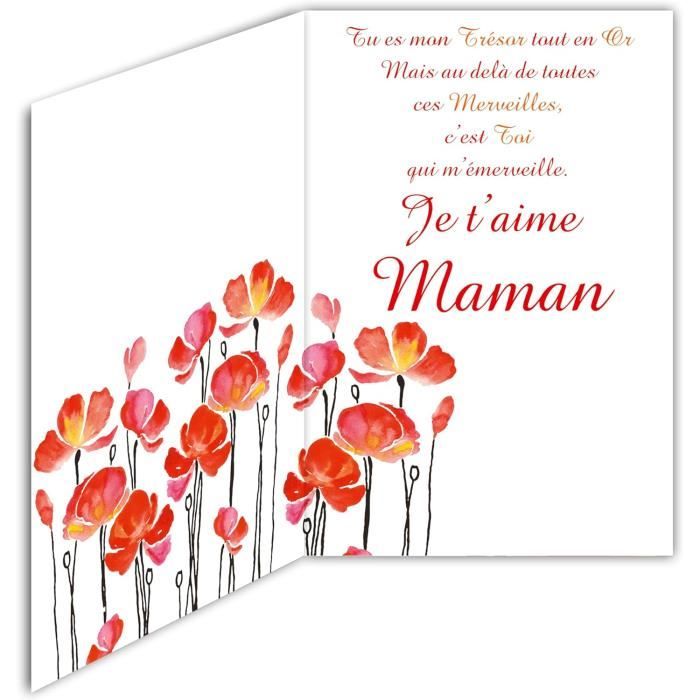 Carte Maman Je T'Aime Grand Texte Pour Anniversaire Ou Fête Des Mères ...