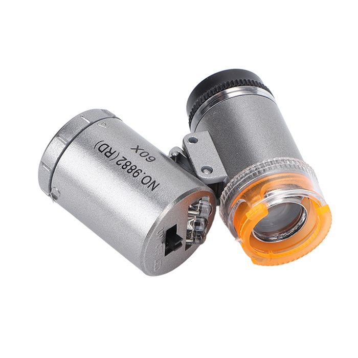 Microscope de poche grossissement 60X 2 lumières LED 1 lumière UV large ...
