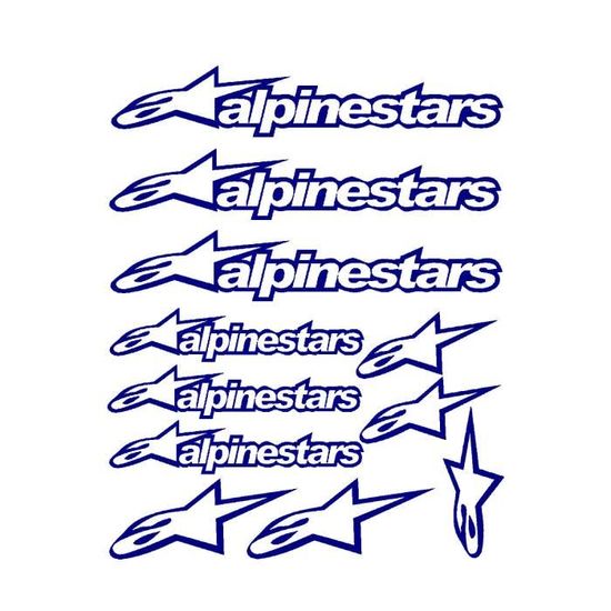 11 stickers ALPINESTARS – BLEU MARINE – 80 à 200mm YAMAHA SUZUKI ...