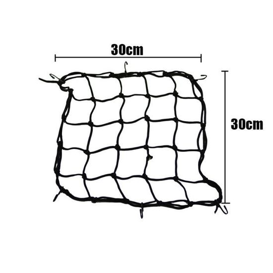 Filet élastique pour rangement de moto - Black - 30x30cm - 6 crochets ...