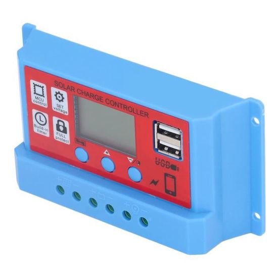 GOTOTOP contrôleur de charge PWM à 3 étages Contrôleur de charge de panneau solaire 12V / 24V ...