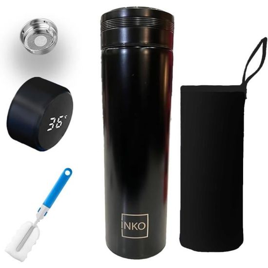 INKO NOUVELLE BOUTEILLE THERMOS INFUSEUR A THE NOIR CAPTEUR LED 500 ML ...