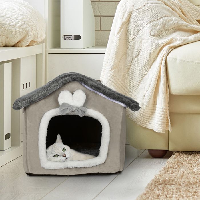 JEOBEST Niche pour Chat d'intérieur avec Revêtement Amovible et Lavable ...