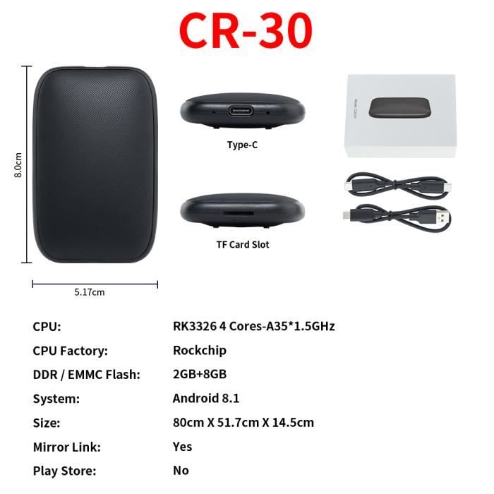 CR-30 RK3326 2G 8G - CP signifie CarPlay - EKIY Android 10 CarPlay sans fil Android Auto Ai Box ...