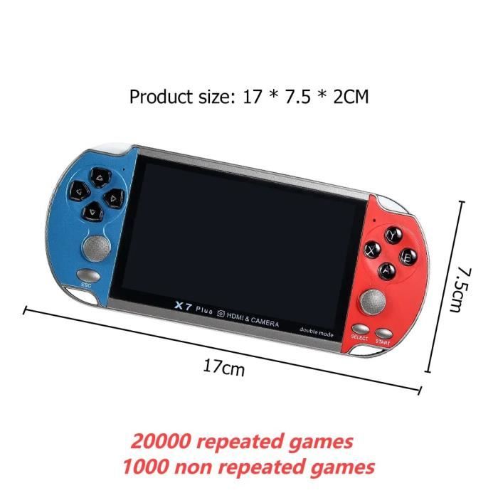 X7 plus lac bleu - Console de jeu sans fil avec écran HD, lecteur audio ...