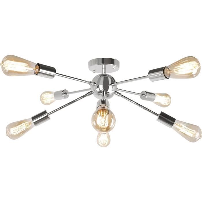 Spoutnik Lustre En Métal Moderne 8 Lumières Argent Vintage Chrome ...