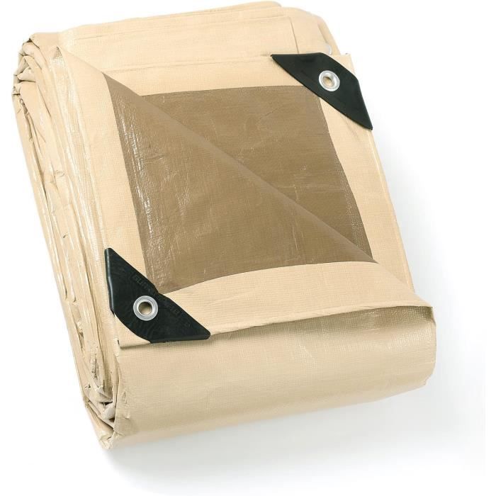 Bâche de Protection Bâche Imperméable étanche 4x8m Beige-Kaki 160g-m² ...