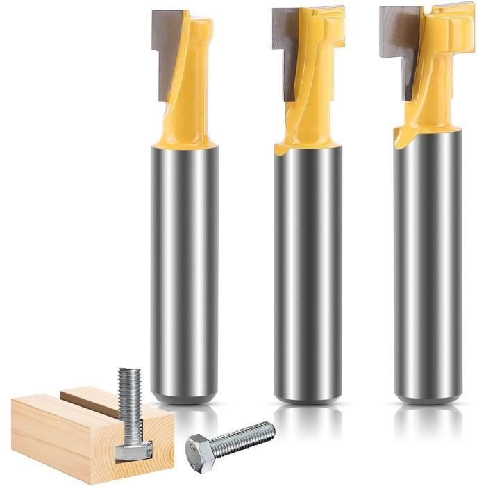 8mm Fraise en Rainure en T, Routeur à Rainure en T Forme Routeur Bits, 3pcs 8-9.52-12.7mm Queue ...
