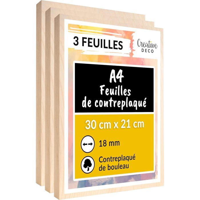 Panneau de contreplaqué - CREATIVE DECO - Lot de 3 planches - 18mm ...