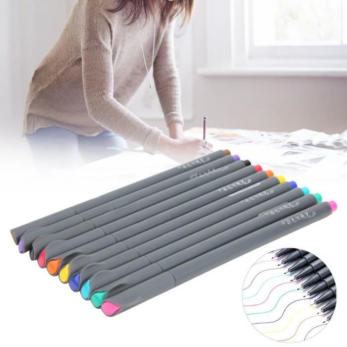 Feutres fins Stylo à dessin au trait, 10 couleurs, Fineliners, fibre de ...