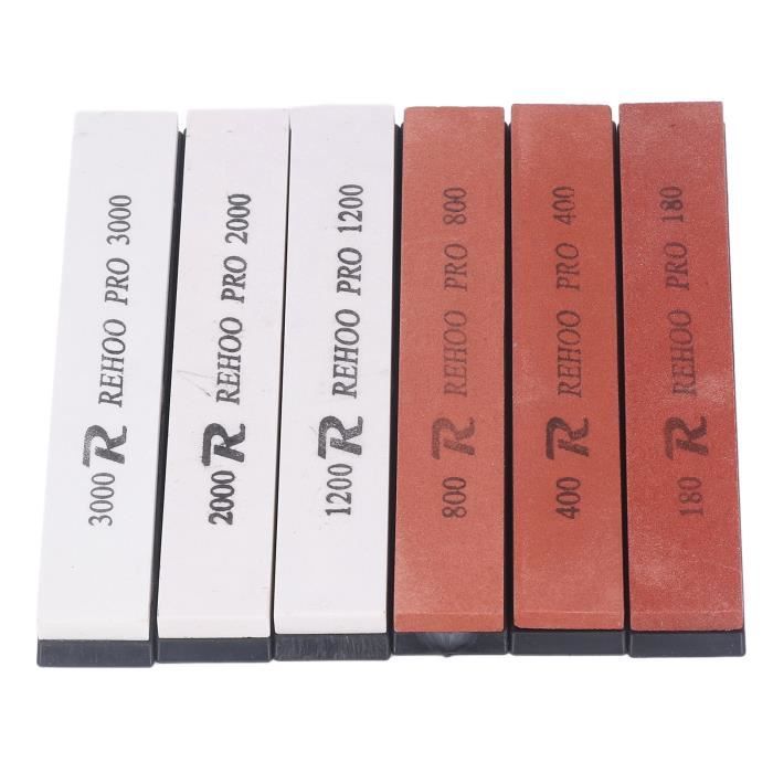 Hililand meule fixe 6 pièces pierre à aiguiser corindon blanc multifonctionnel 80 400 800 1200 ...