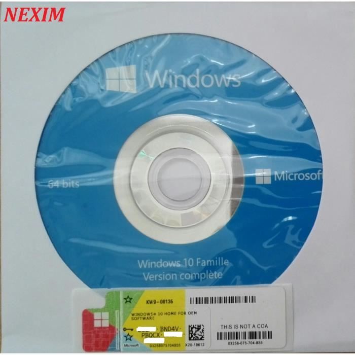 Windows10 Home - 64-bit OEM Coa+DVD - Cdiscount Informatique