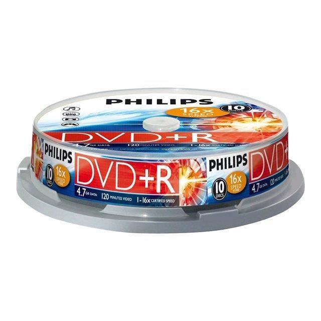PHILIPS - DVD+R - 4.7Go - 16x - Cakebox de 10 pcs - Cdiscount Informatique