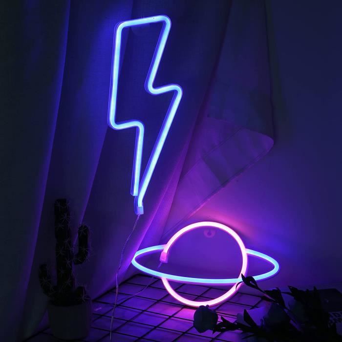 Mreechan Neon Lights,Planet Neon et Lightning Neon Signs,Suspendus Neon ...