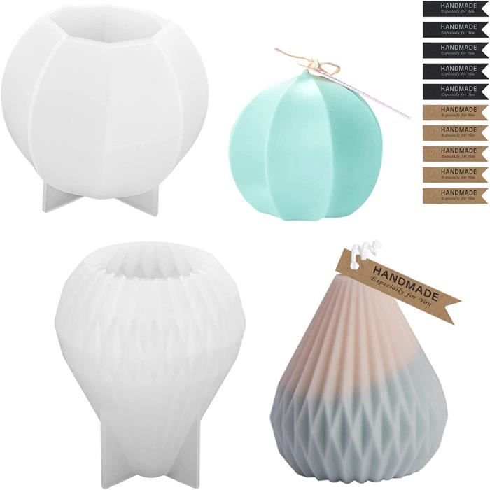 Moulle Bougies 2 Pcs, GuKKK 3D Modèle Résine Moules, Moule pour Bougies ...