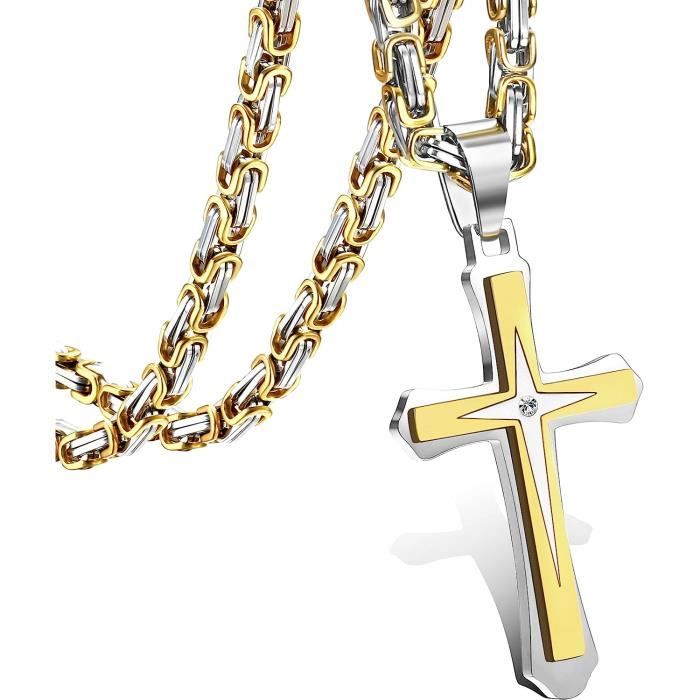 Adramata Collier Croix Pour Homme Chretienne Croix Collier En Acier ...