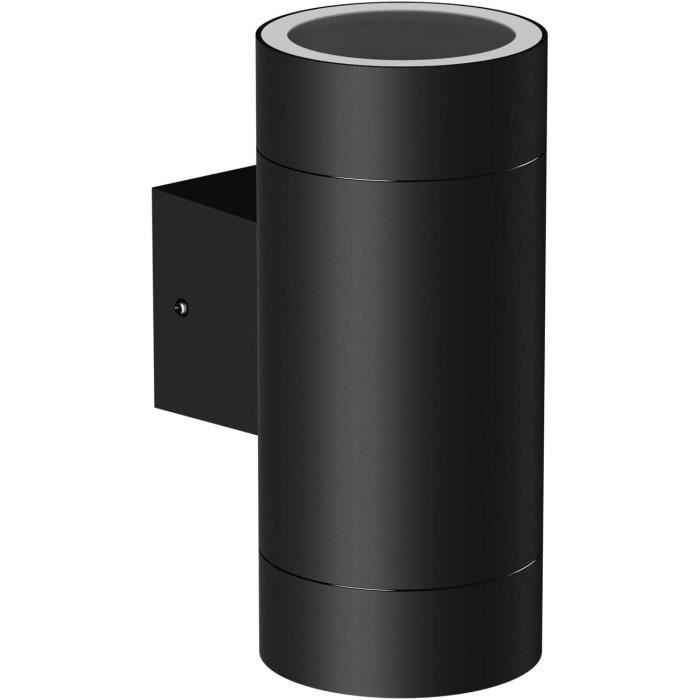 Applique Murale Bido Extérieur Aluminium Noir Mat Up & Downlight + 2 ...