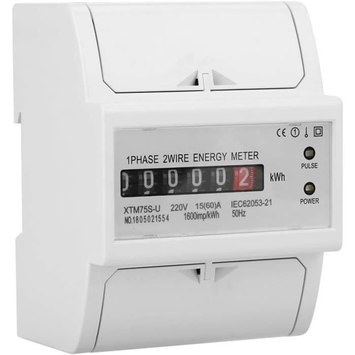 220V Digital 1 Phase 2 Fils 4P Din Rail Compteur Électrique, Compteur ...