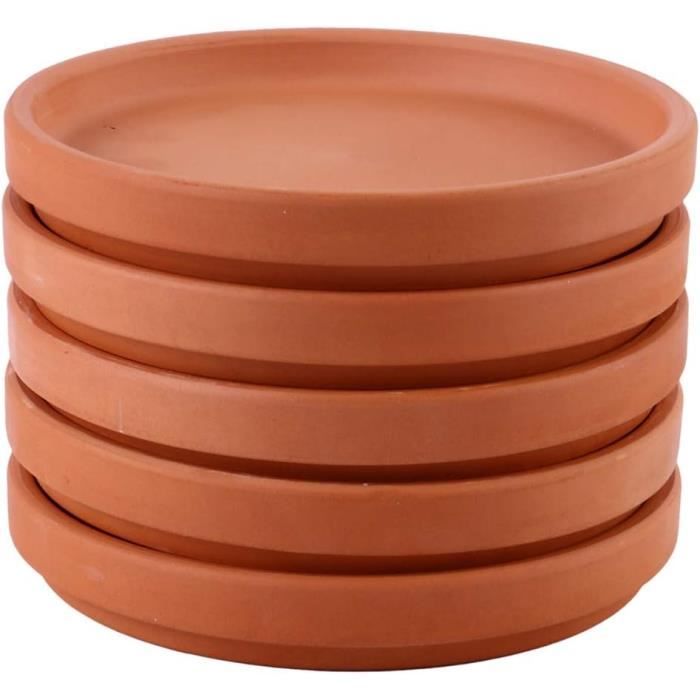 Lot De 5 Soucoupes Rondes En Terre Cuite Pour Pots De Fleurs Ou ... Lot De 5 Soucoupes Rondes En Terre Cuite Pour Pots De Fleurs Ou ...