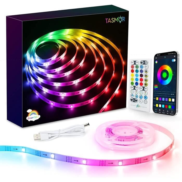 Bande lumineuse LED RVB + Ic 2M, bande lumineuse LED USB multicolore, rétroéclairage TV ...
