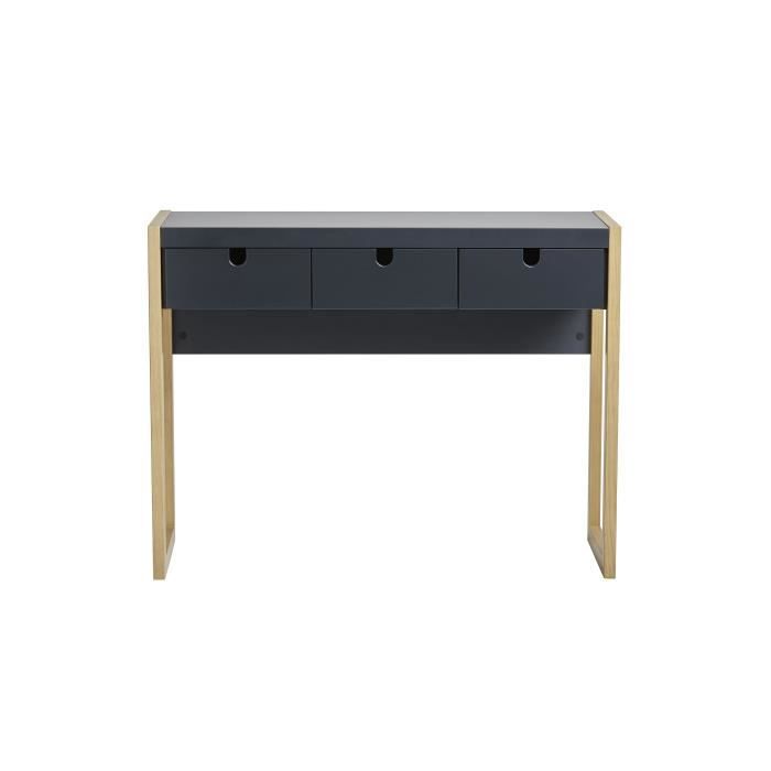 KARE Console 3 tiroirs - Décor chêne et anthracite - L 101 x P 37 x H ...