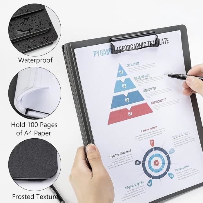 Porte Bloc A4 Avec Pince, Porte bloc en Plastique Format Lettre ...