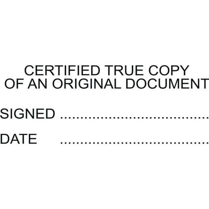 Tampon auto-encreur certifié véritable copie d'un document original ...