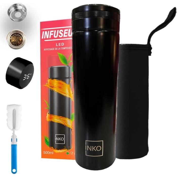 INKO NOUVELLE BOUTEILLE THERMOS INFUSEUR A THE NOIR CAPTEUR LED 500 ML ...