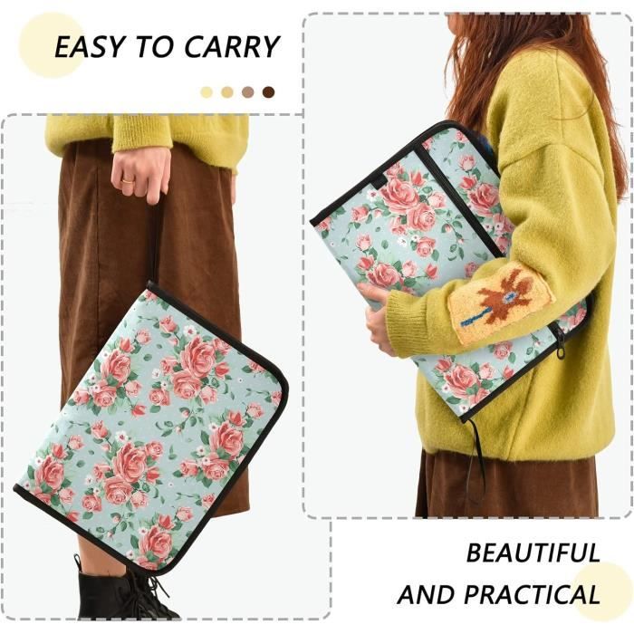 Trieur à soufflet floral pour classe, maison, bureau et voyage - Rose vintage - Format A4 A638 ...