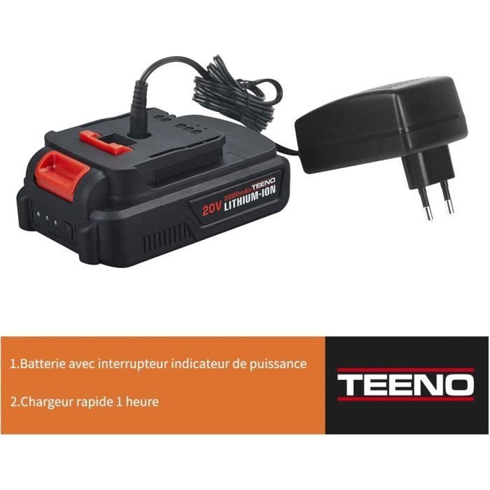 TEENO Taille-haie sans Fil à 20V 2.0Ah Batterie au Lithium, 510mm ...