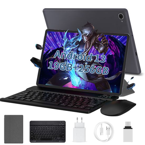 Tablette Tactile 10 Pouces Android 13, 19 Go RAM+256 Go ROM, TF 1 TB, 6000 mAh, Double Caméra ...
