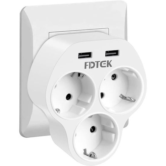 Multiprise Murale, Multiprise Electrique avec 3 Prises et 2 USB 4000W ...