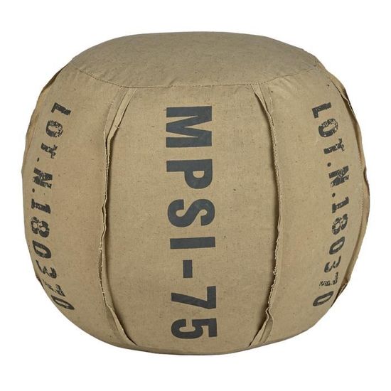 WOMO-DESIGN Pouf d'Assise Rond Miami Sable Ø 40x40 cm en Toile ...