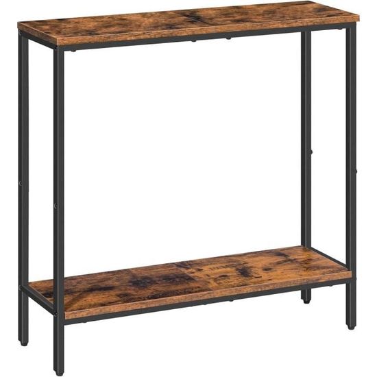 Table Console Étroite - TRAHOO - Marron Rustique + Noir - Style ...