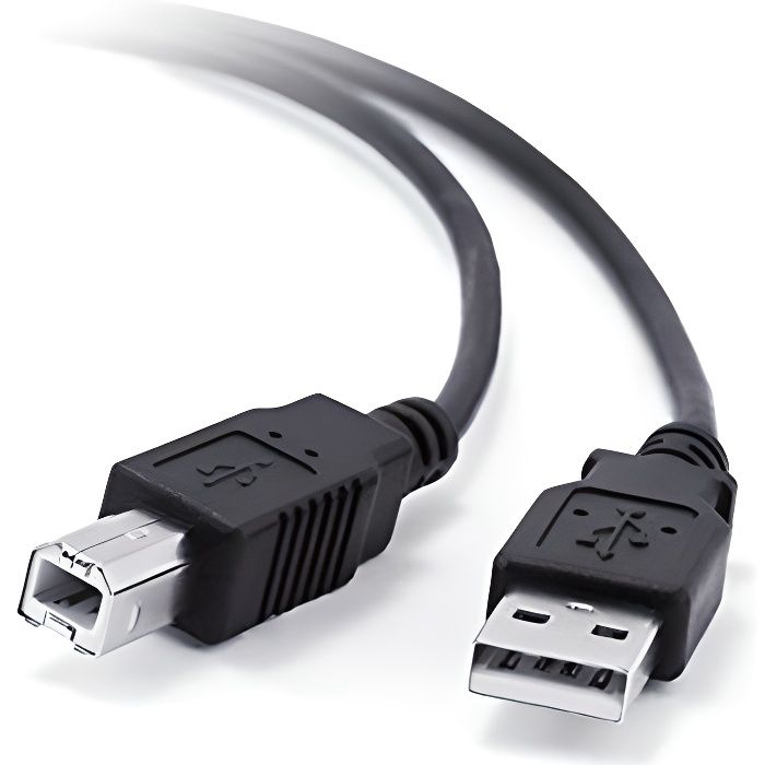 APM Cordon USB 2.0 USB-A/USB-B - Mâle/Mâle - Noir - 1,8m - Clip ...