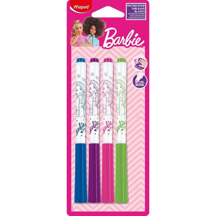 Feutres effaçables - Maped - Marker’Peps Barbie - Lot de 4 - Couleurs ...
