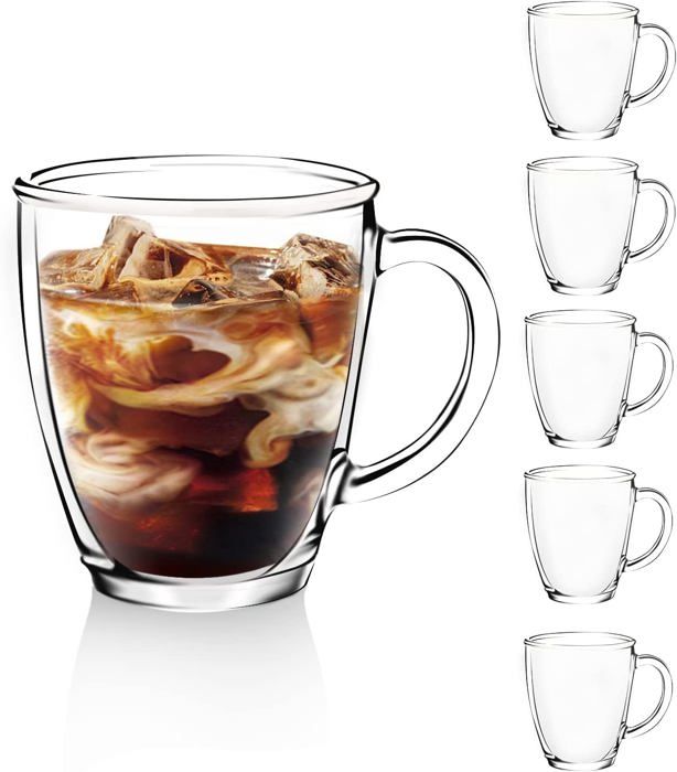 DesignMasterLot De 6 350Ml-Tasses Latte Macchiato En Verre Avec Anse Tasse Caf Ou Th Parfait ...