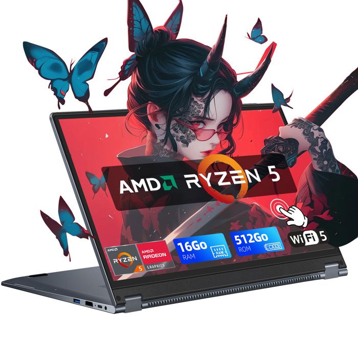PC Portable-15.6''FHD-Écran tactile 360°Flip-AMD Ryzen5 7430U(jusqu'à 4 ...