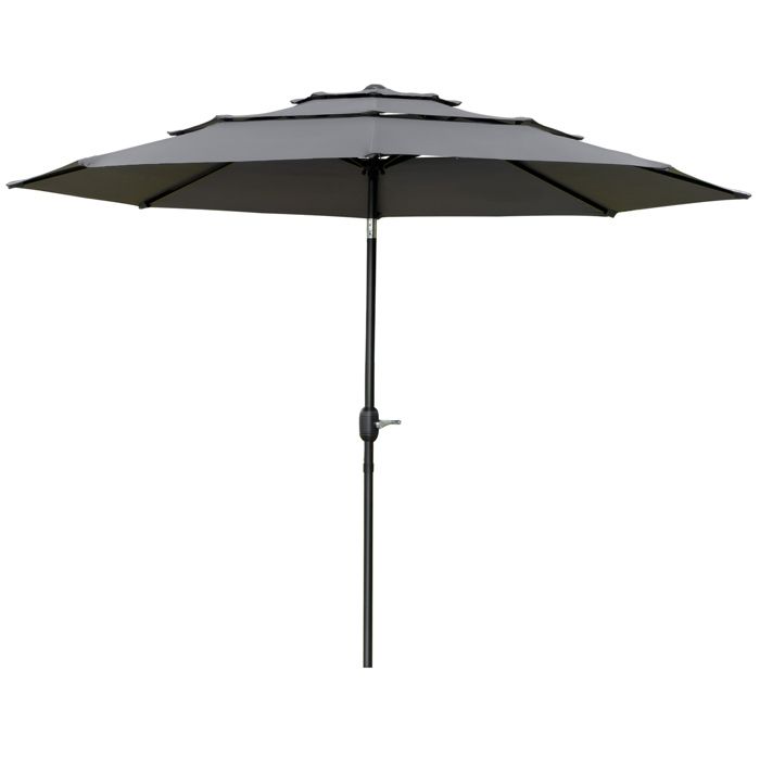 LIA Parasol inclinable Ø2,85x2,5m manivelle anti-UV gris - Cdiscount Jardin