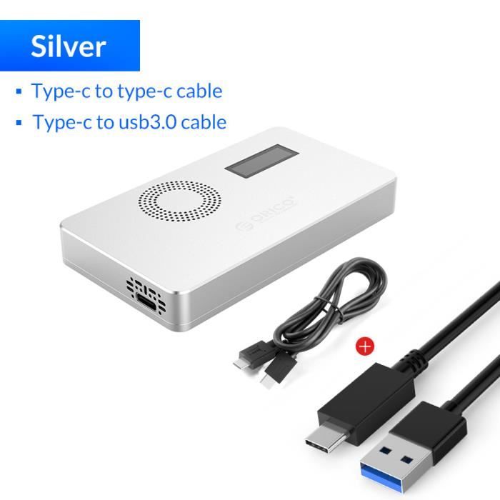 Argent - boîtier SSD M2 NVME, boîtier auto refroidissant avec écran ...