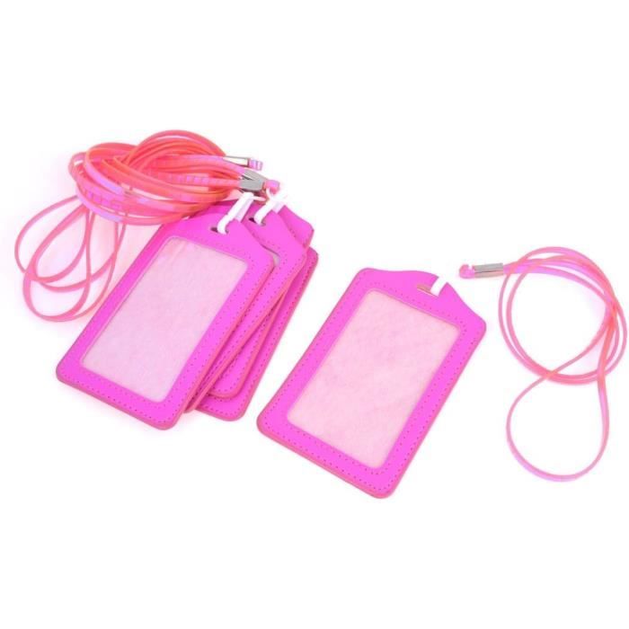 5 PCS Office Fuchsia Nom Vertical Nom ID Badge Support W Lanyard[1565 ...
