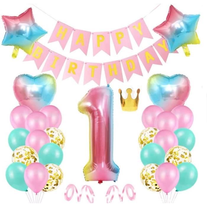 Anniversaire Rose Décoration 1 An, Décoration D'Anniversaire 1 An Fille ...