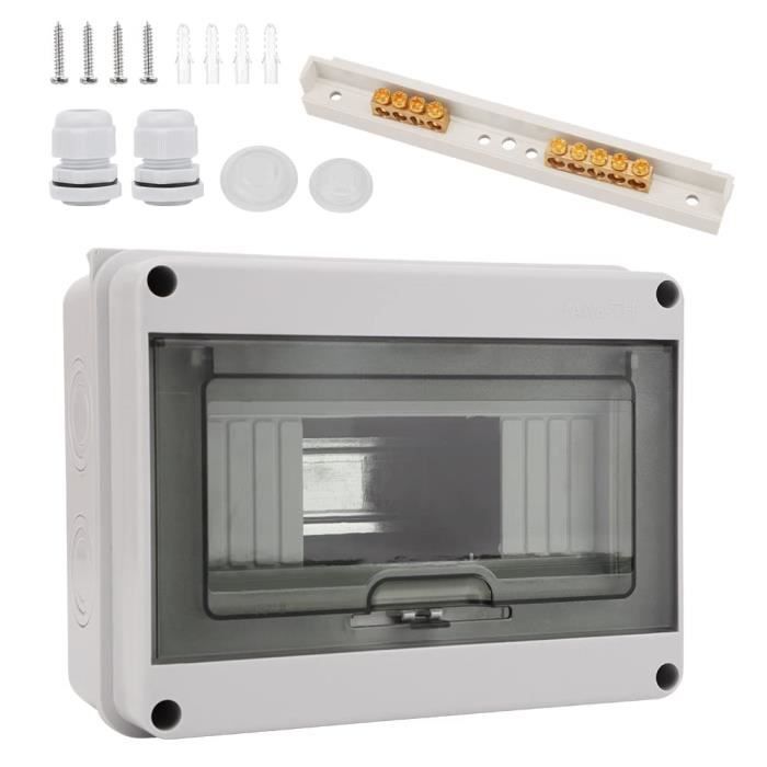 Coffret Electrique Etanche Exterieur Ip65, 8 Modules Avec Terminaux Et Rails Intégrés Boîte À ...