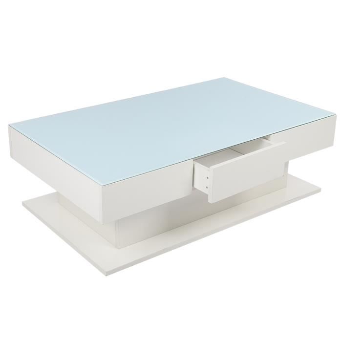 ETO- table à thé Table basse blanche moderne, Table d'appoint en verre ...