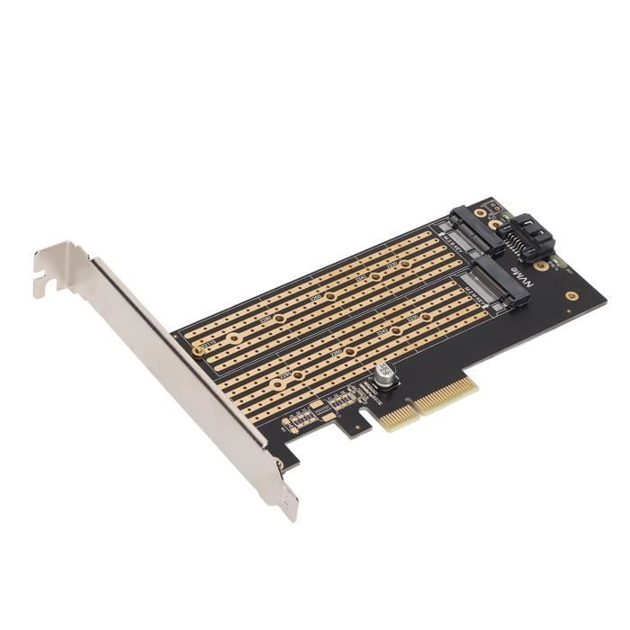 Adaptateur PCIE SSD M.2 NVMe vers PCIE 4.0, Carte Adaptateur Double SSD M.2 vers Carte D ...