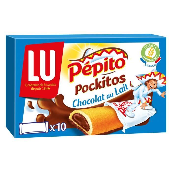 LOT DE 2 - LU - Pépito Pockitos Biscuits barre fourrés au chocolat au lait - boîte de 10 sachets ...