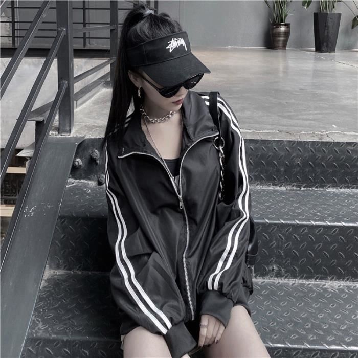 Vestes basiques femmes fermetures éclair lâches à manches longues ...