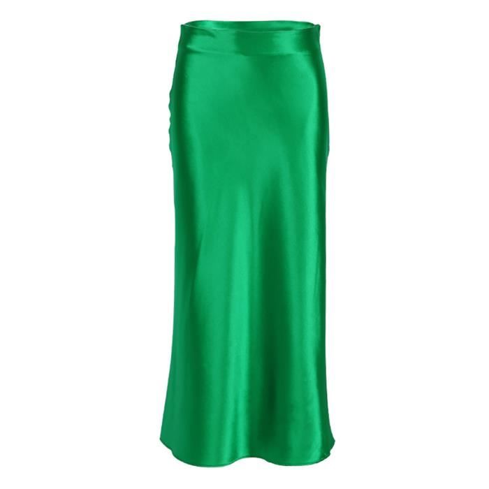 Jupes Femmes - longue taille haute en Satin - FR07Gr Green - Cdiscount Prêt-à-Porter